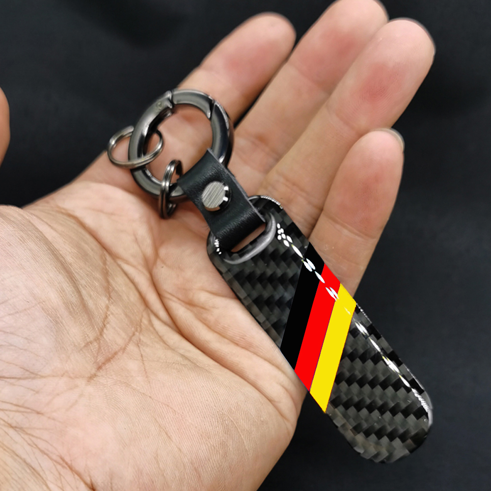 Car Key Chain France German Italy Flag Logo Key Ring Carbon Fiber Resin ...