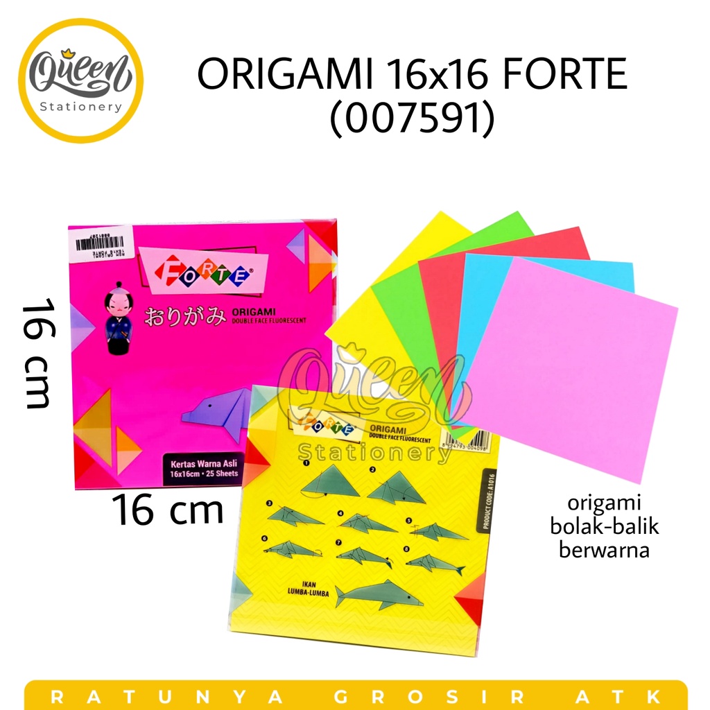 1 PAK ORIGAMI 16X16 FORTE / KERTAS LIPAT / KERTAS LIPAT WARNA / KERTAS ...