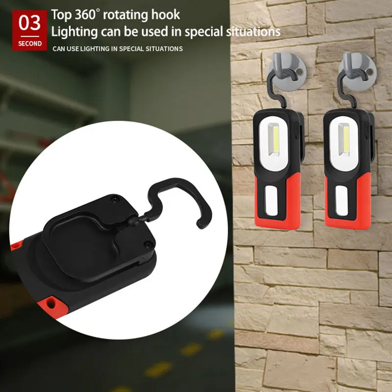 Magnetic COB LED Flashlight Portable Floodlight Work USB Rechargeable ...