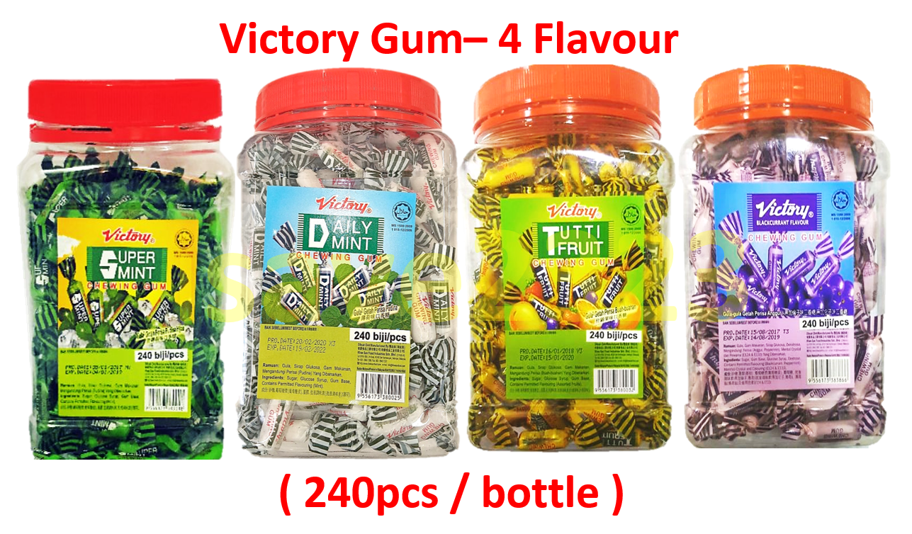 Victory Gum ( 240pcs / Bottle ) - Daily Mint/Super Mint/Tutti Fruit ...