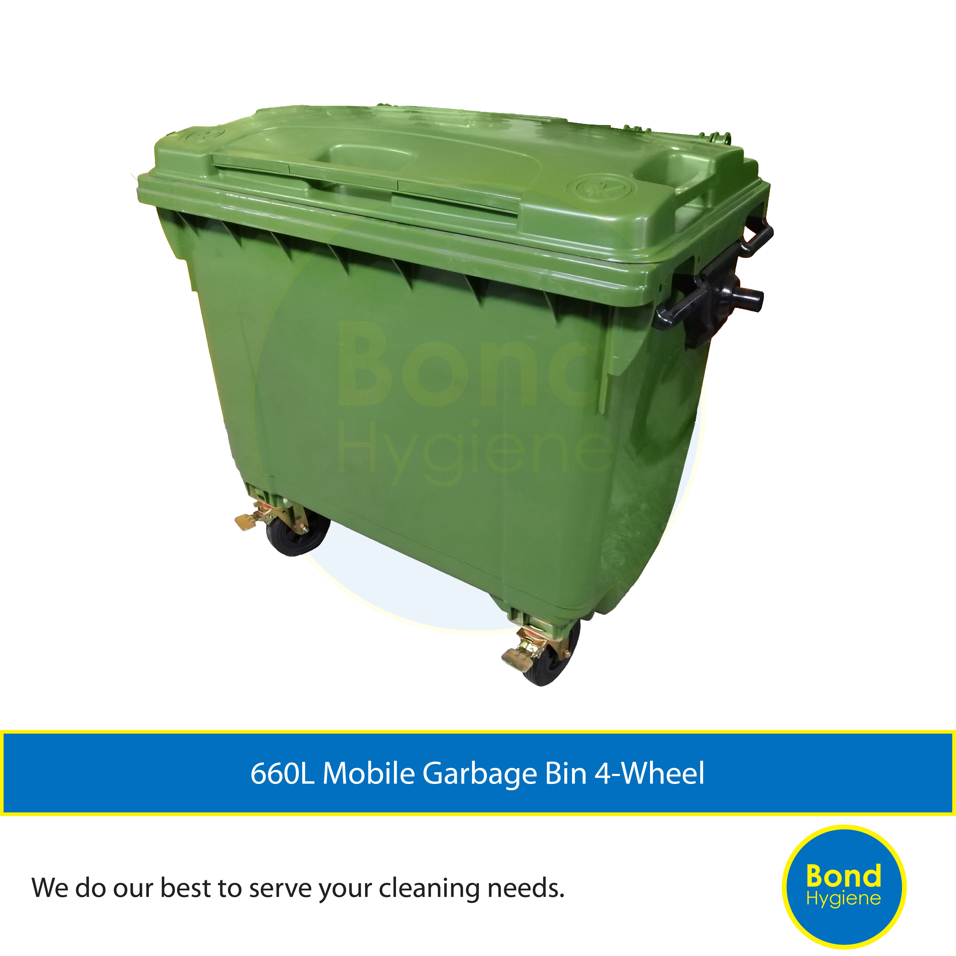 660L Mobile Garbage Bin 4-Wheel, Tong Sampah Beroda, Wheelie Bin, Wheel ...
