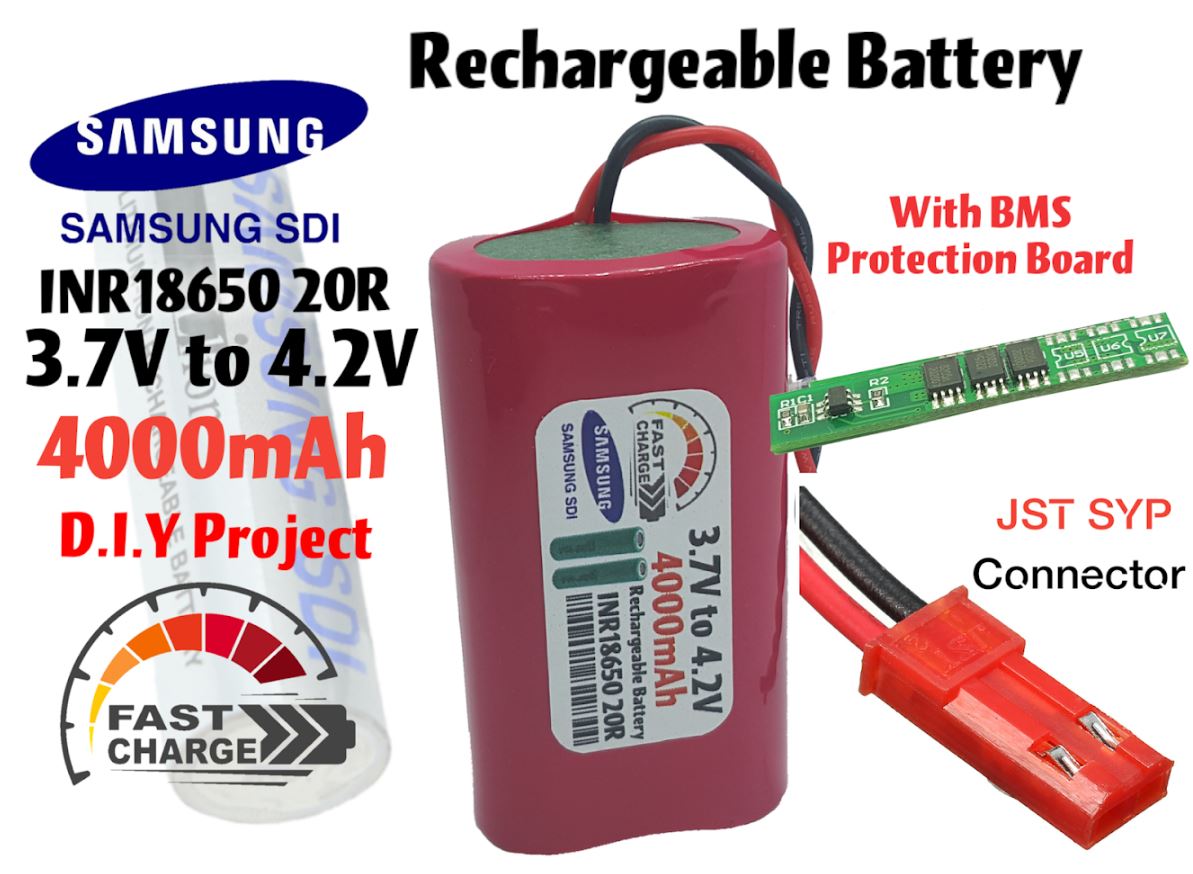 Rechargeable Samsung 18650 1S2P Battery 4000mAh 3.7v 4.2V With ...