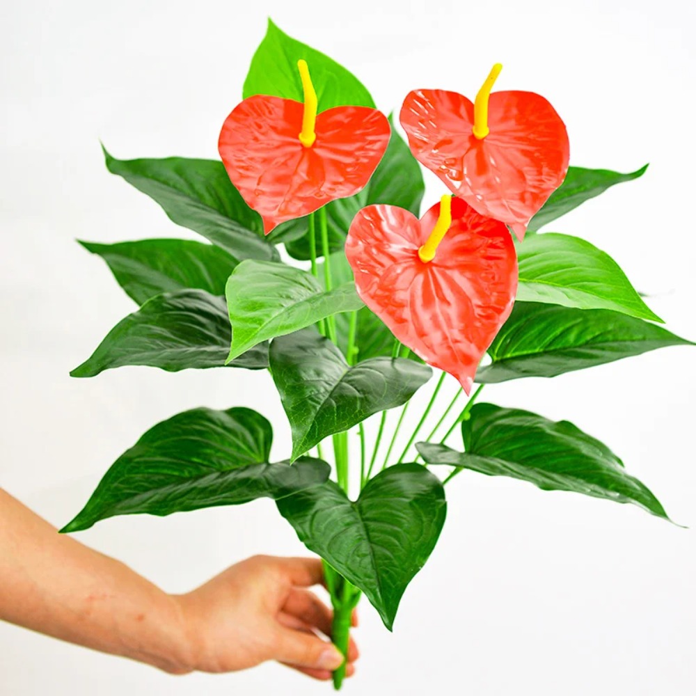 Artificial Plants 35/50CM Artificial Red Palm Plastic Big Herb Plant ...