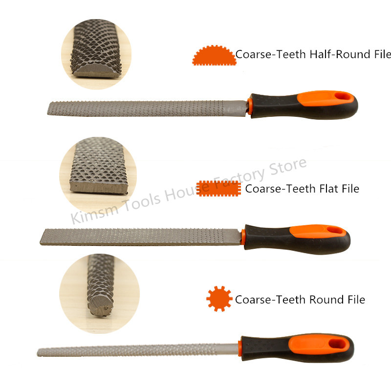 8 Inch Wood Rasp Files Set Coarse-Teeth Fine-Teeth Round Half-Round ...