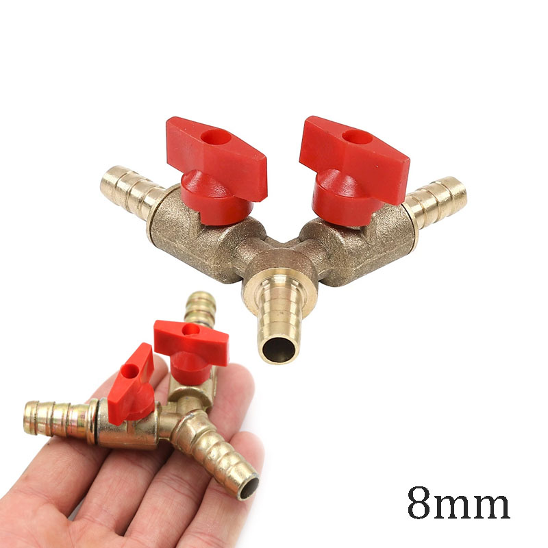 3 Way 8mm Metal Brass Y Type Shut Off Ball Valve With Clamp Fitting ...