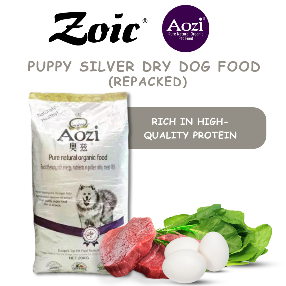 [ ZOIC PET MARKET ] AOZI Puppy Silver Dry Dog Food Beef, Egg and Spinach Flavor Great for Picky ...