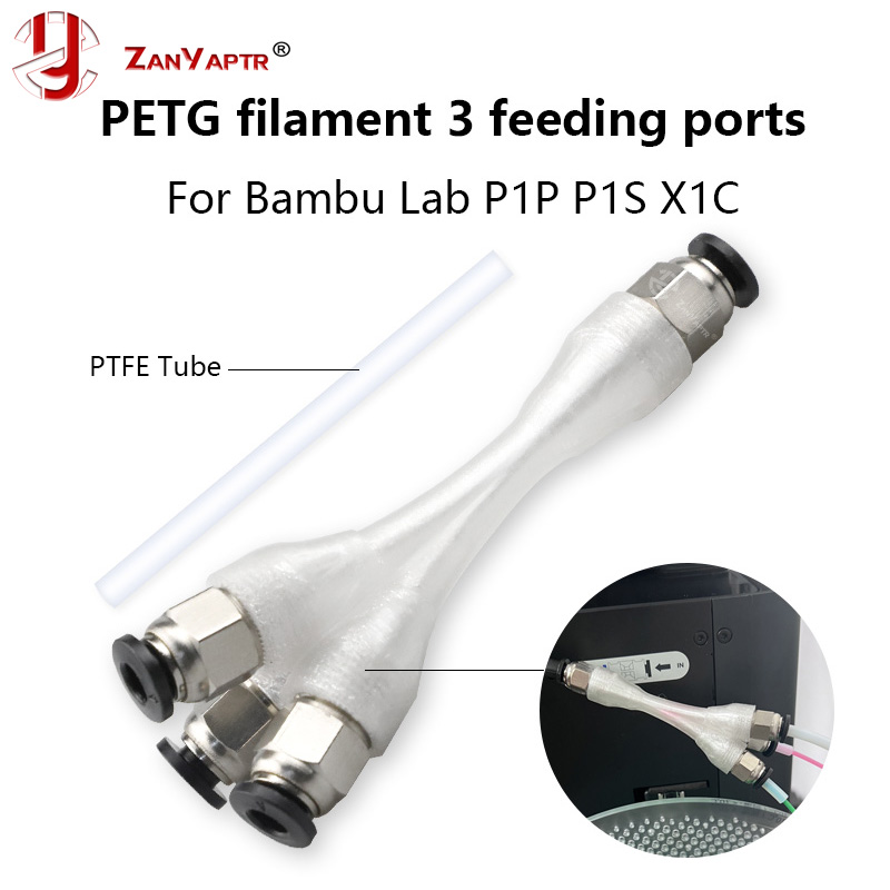 For Bambu Lab P1P P1S X1C Connector 3-in-1 Bowden Coupler Pneumatic ...