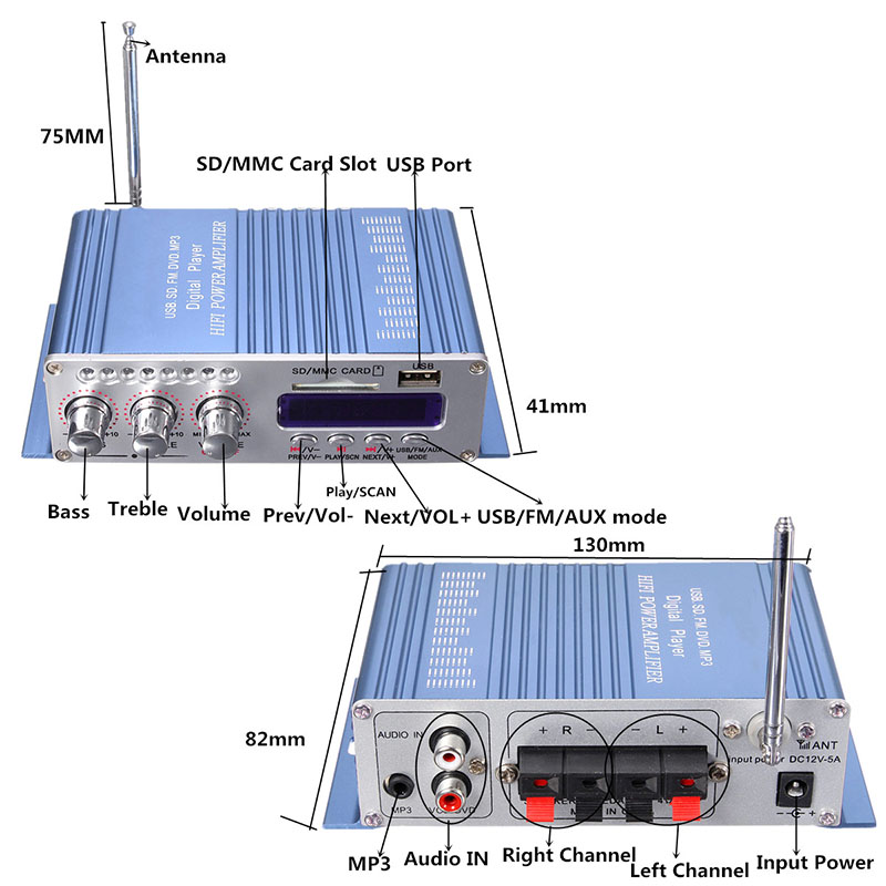 2CH Hi-Fi New Stereo Booster DVD FM Universal Serial Bus SD MP3 Speaker ...