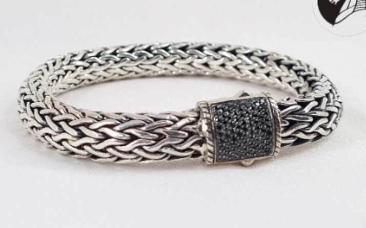 Handmade Stunning Sterling Silver Bracelet - Small Black Sapphire ...