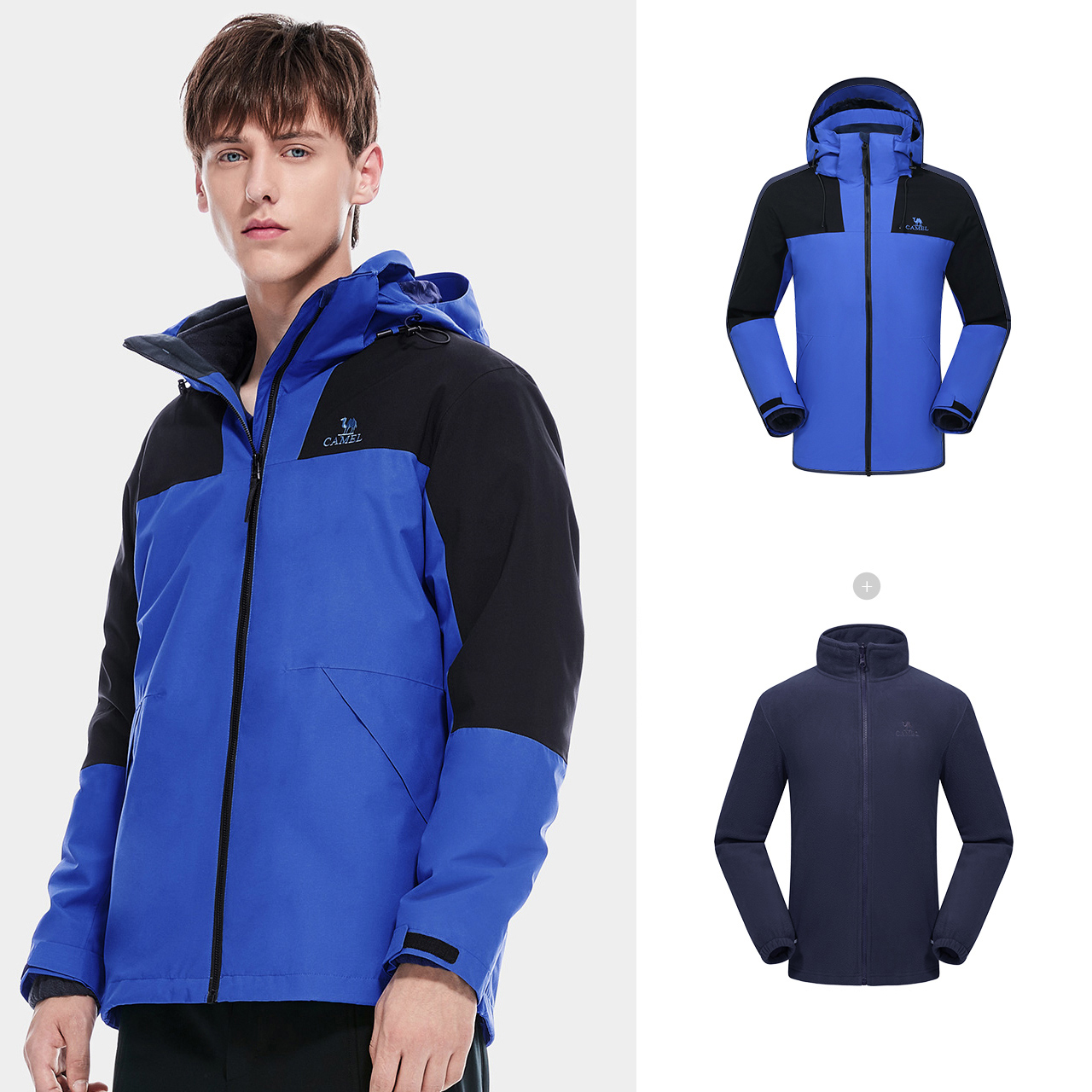 CAMEL Outdoor Men 3-in-1 Waterproof Hiking Jackets Windproof Winter ...