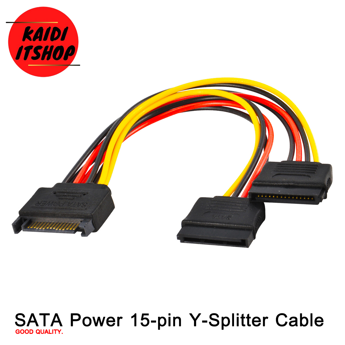 Kaidi สายแปลง Sata Power 15-pin Y-Splitter Cable Adapter สำหรับต่อแยก 1 ออก 2 (15Pin SATA Power ...