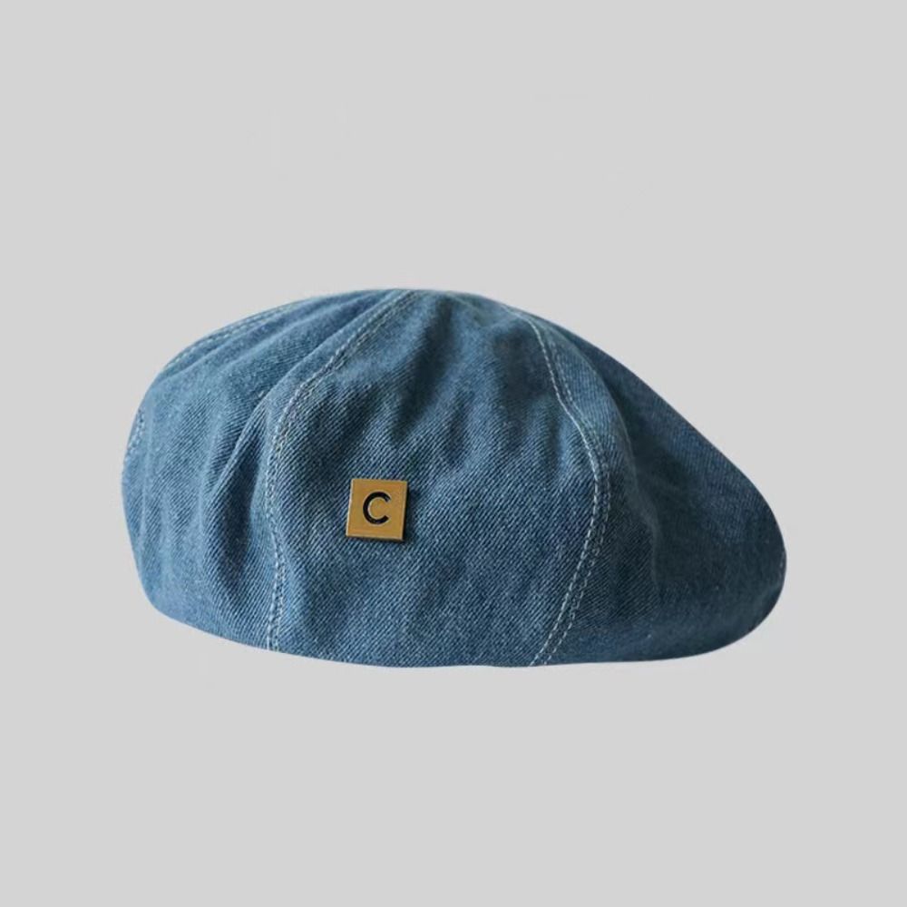 ELEONE Denim Cowboy Beret Cap Y2K Blue Octagonal Hat Summer Artist Hat ...