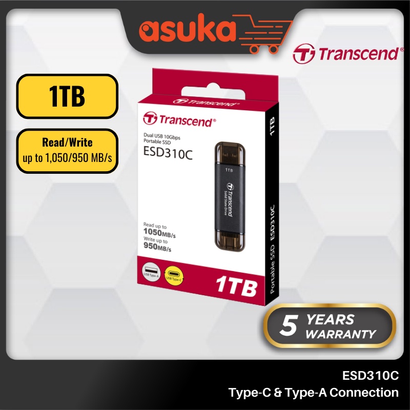 Transcend ESD310C / ESD310S 512GB / 1TB USB3.1 Gen2 Portable SSD with ...