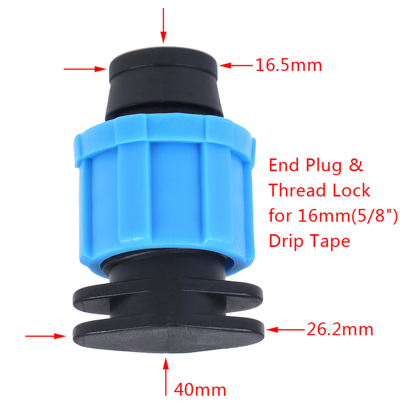 10PCS 16mm Drip Irrigation Tape End Plug Pipe Fitting Connectors Thread ...