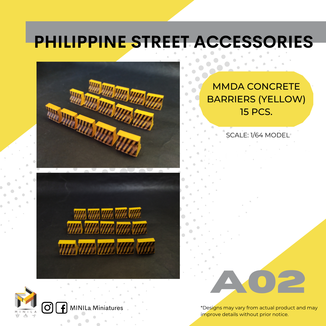 A02 [Minila On The Streets] 1:64 scale MMDA Yellow Concrete Barriers ...
