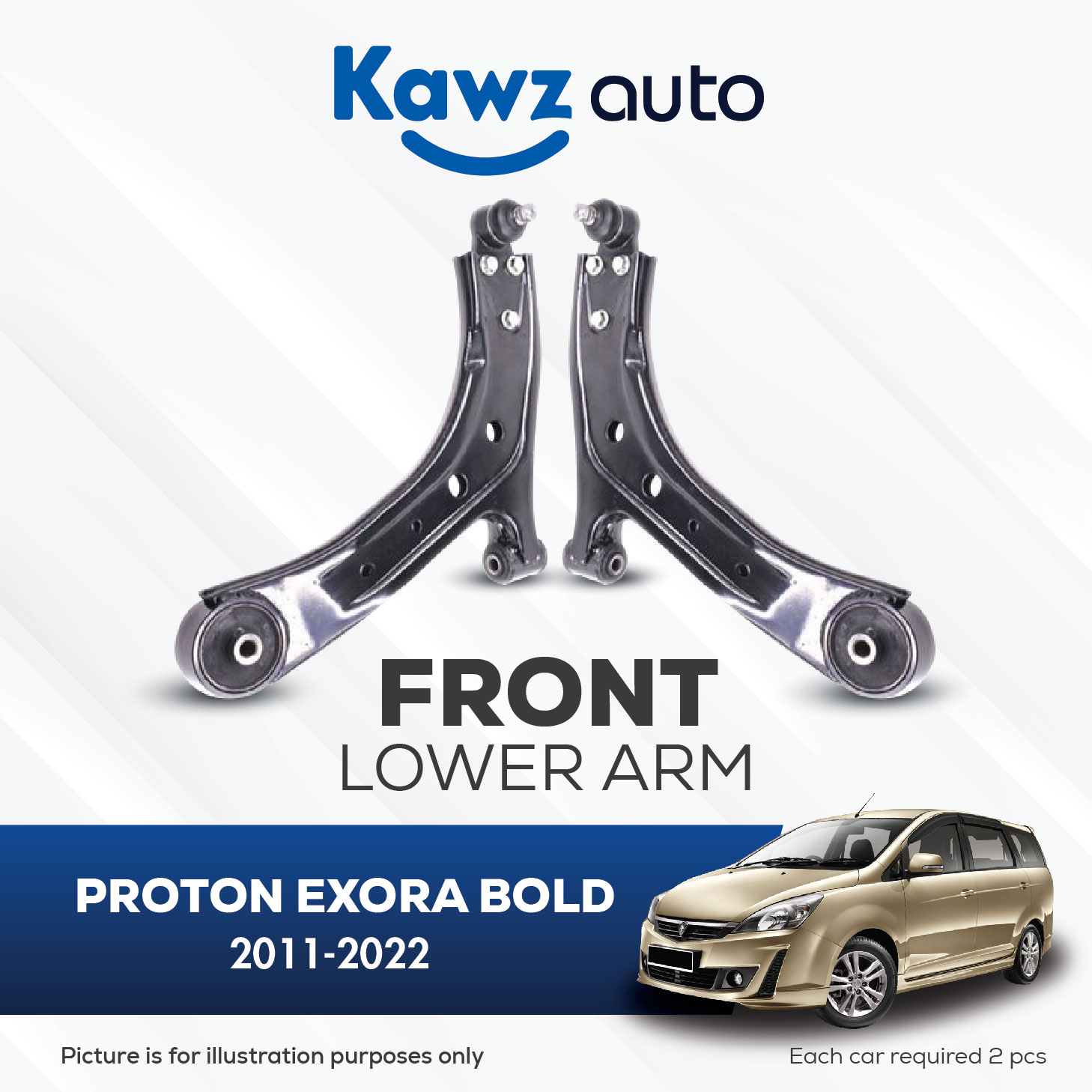 KAWZ PROTON EXORA BOLD (2011-2022) FRONT LOWER ARM - [PAIR] | Lazada