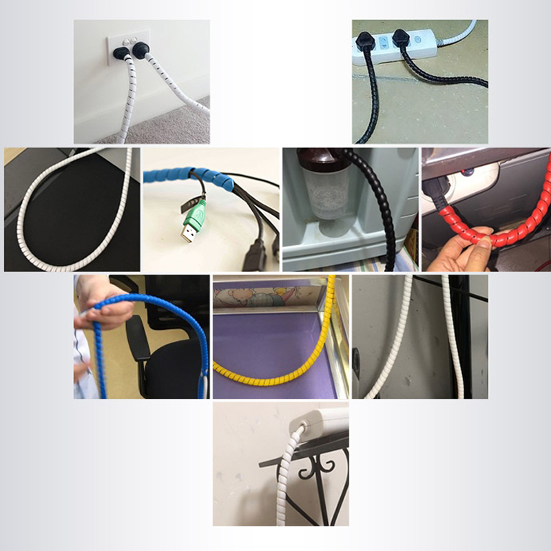 Wire Organizer Cable Pe Flexible Spiral Wrap Winding Motorcycle Wire ...