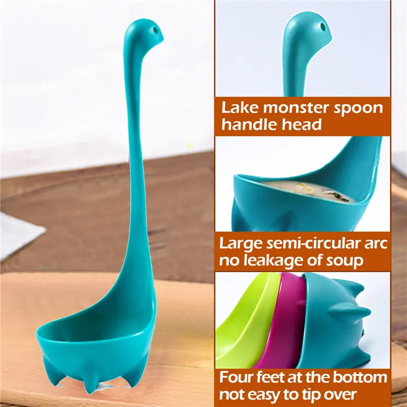 Loch Ness Monster Soup Spoon Long Handle Scoop Cute Spoon Hanging Hole ...