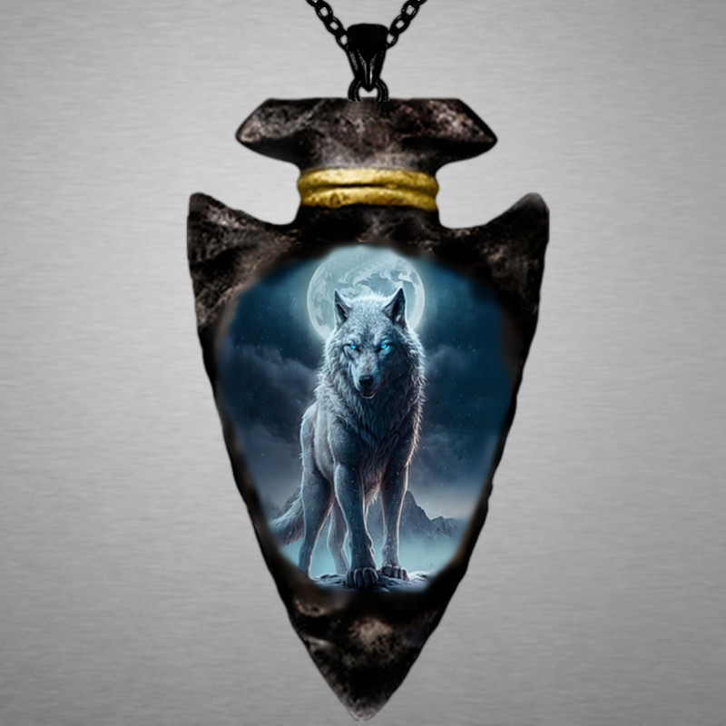 Animal Jewelry Punk Wolf Head Coyote King Triangle Arrow Pendant Trendy ...