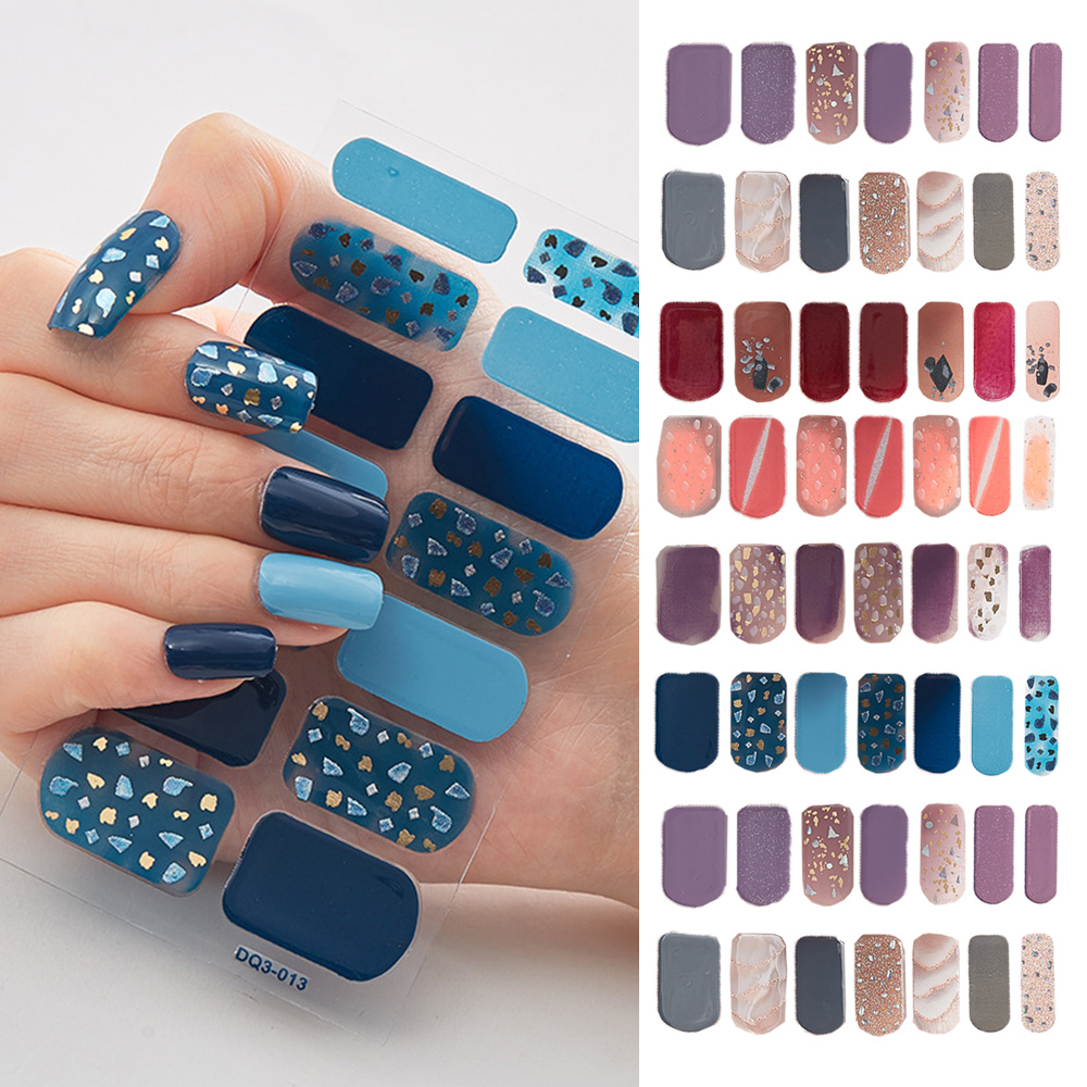 Nail Sticker 3D Foil DIY Manicure Nail Decal Full Nail Wraps Self ...