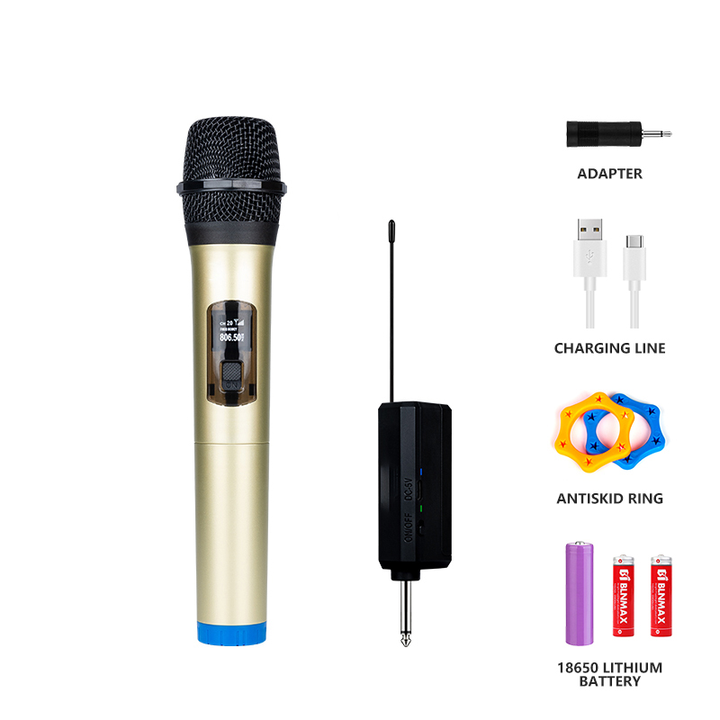 Wireless Microphone UHF Handheld 2 Rechargeable Mike Dynamic Mic ...