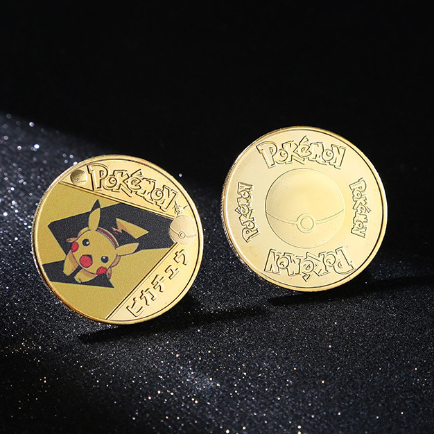 [BOELD] Gold Pokemon Coin Metal Set Mewtwo Charizard Pikachu Anime Card ...