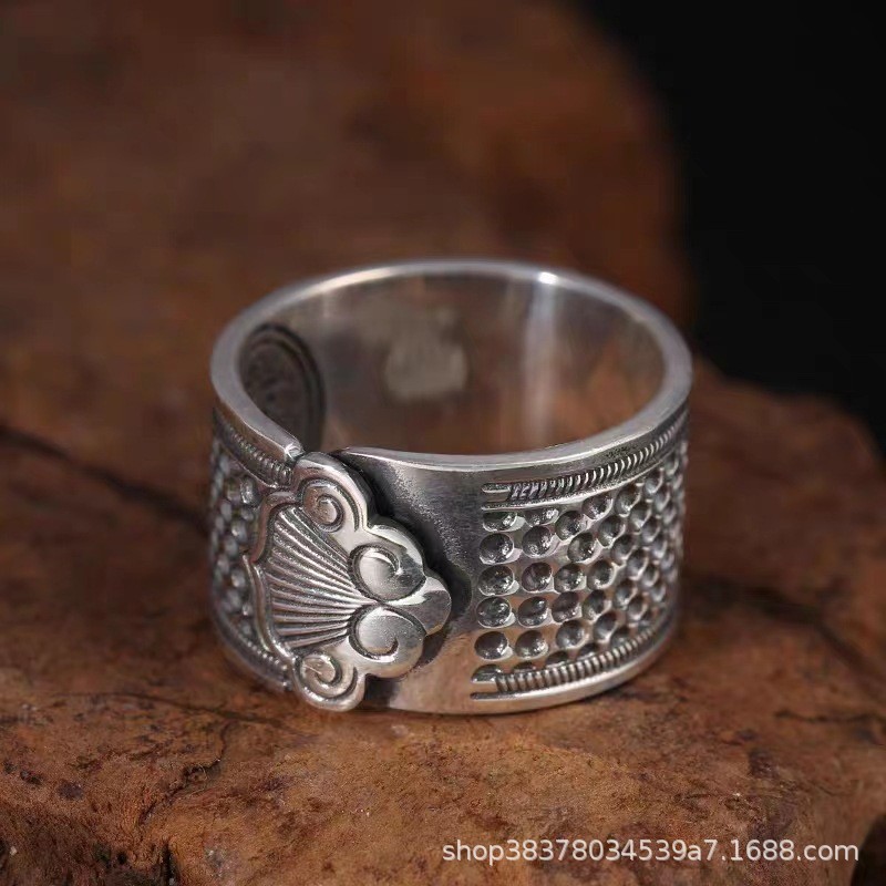Thai silver opening retro auspicious cloud ring men's trendy ring men's ...