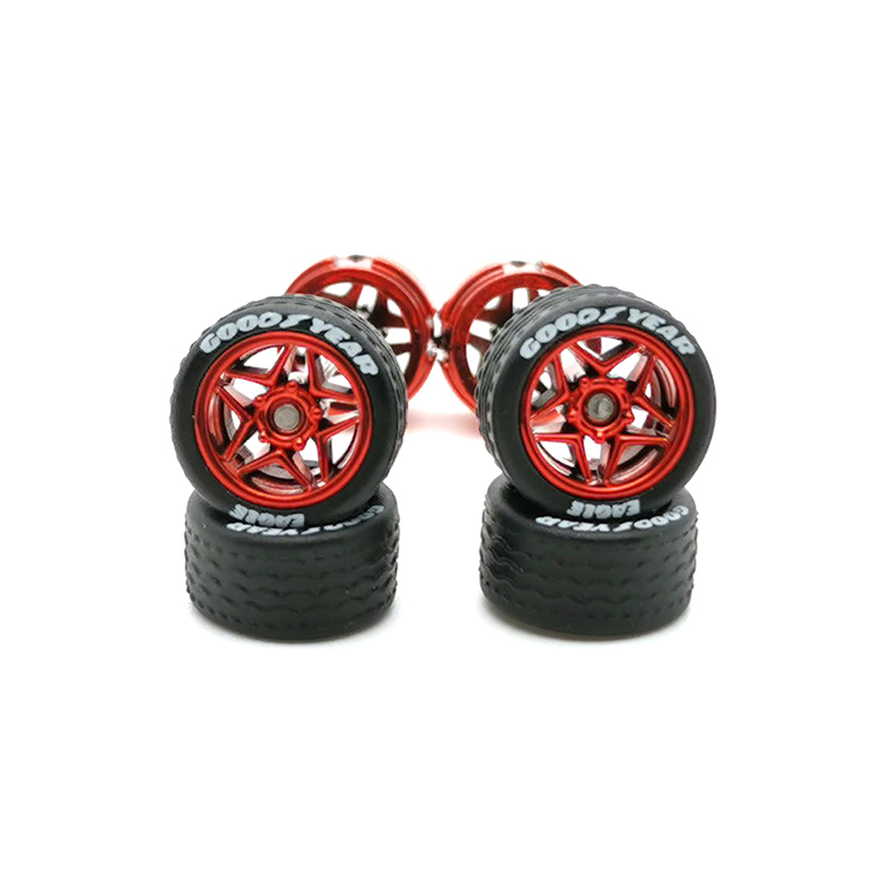 1Set 11mm 1/64 Alloy Car Wheels Removable Wavy Tires UV Electroplate ...