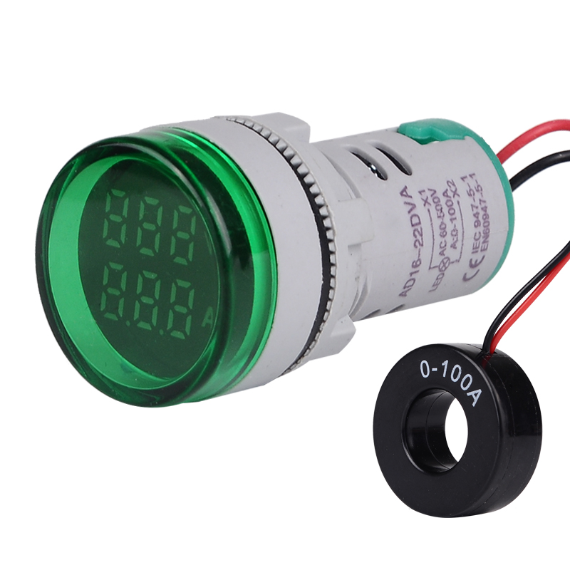 【Discount offer】Dual LED Display Voltage Current Meter 22mm Hole Size AC 60-100V 6-100A ...