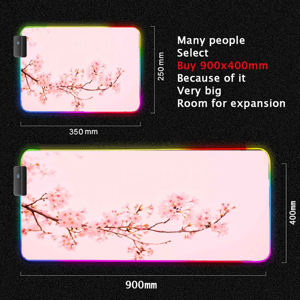 【Shop the Latest Trends】Cherry Blossom Pink Flower Gaming Mouse Pad RGB ...