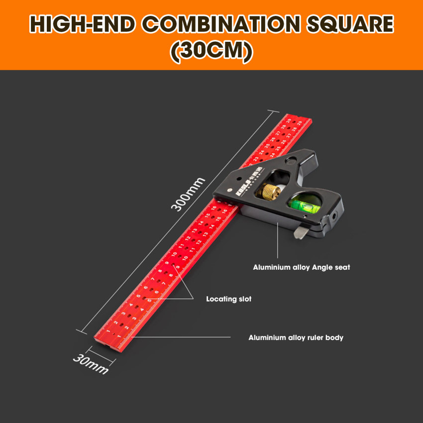 Square Angle Ruler Al Alloy Scribe Ruler 45° 90° Scribing Gauge Double ...