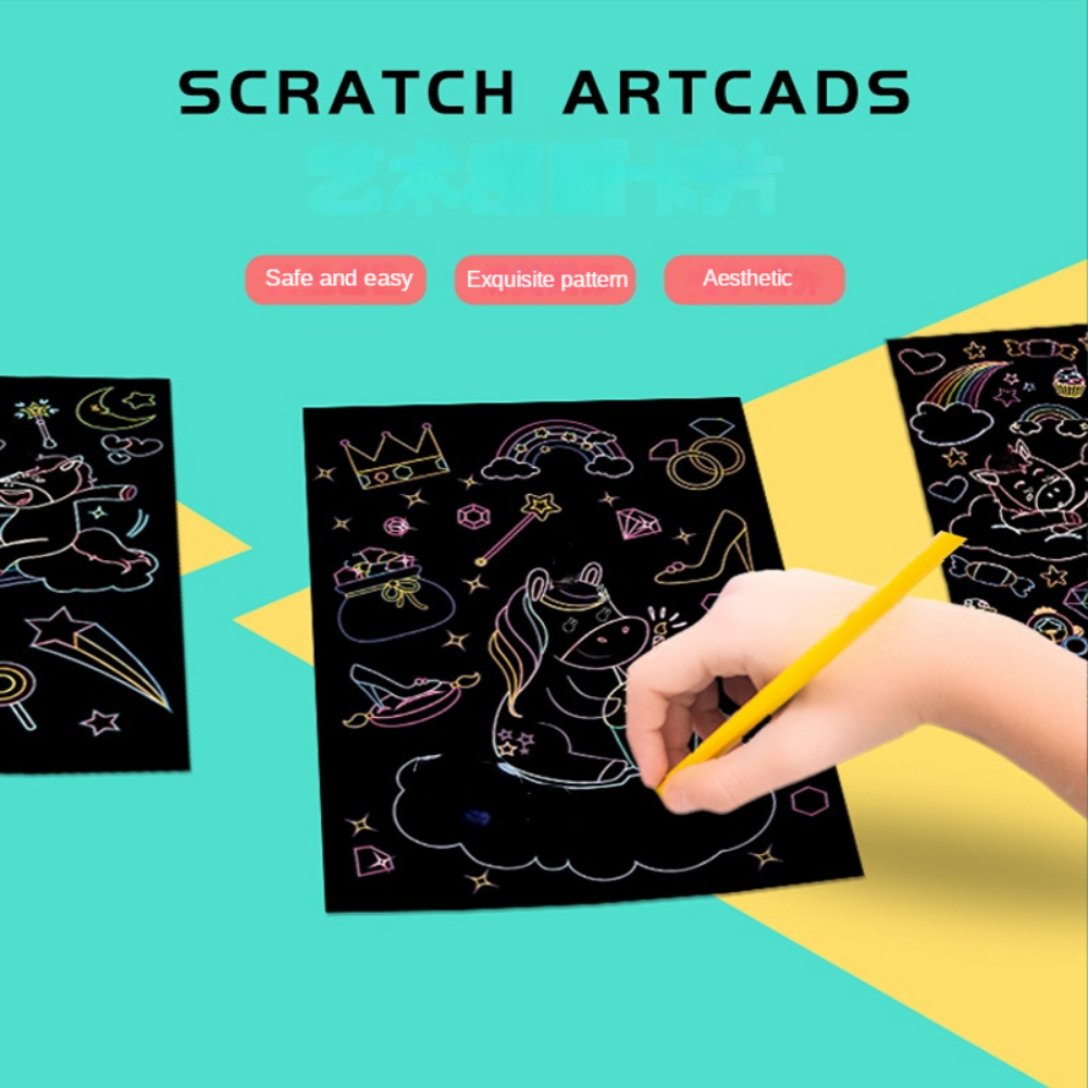 Sanrio Magic Multicolor Scratch Art Painting Paper Card Kit Cartoon ...