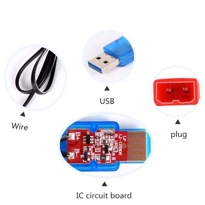 1Pc 3.7V Battery Charging Units USB Battery Charger For JST-2P reverse ...