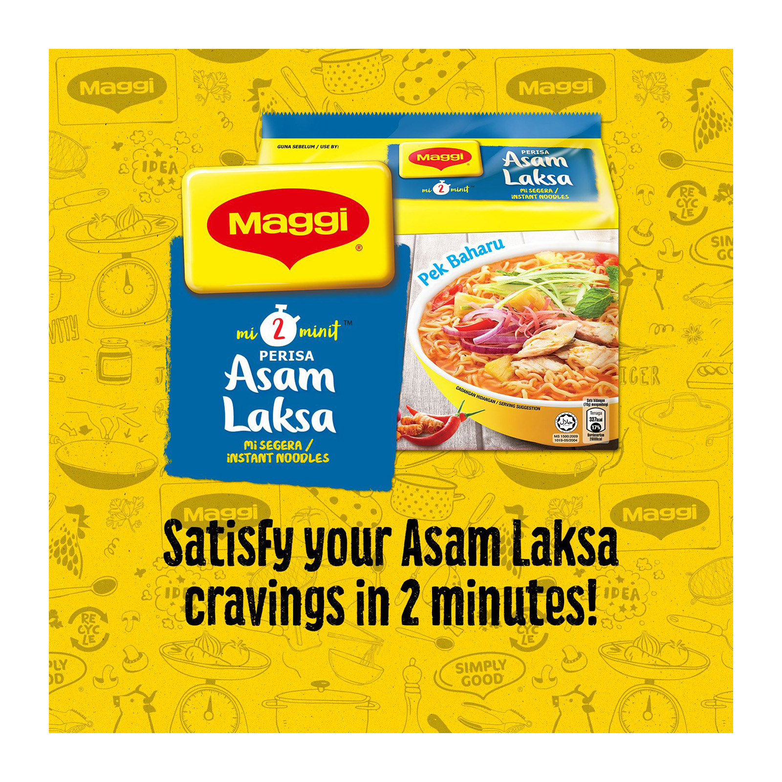 Maggi 2-Min Asam Laksa Noodles Instant Noodles (Laz Mama Shop) | Lazada ...