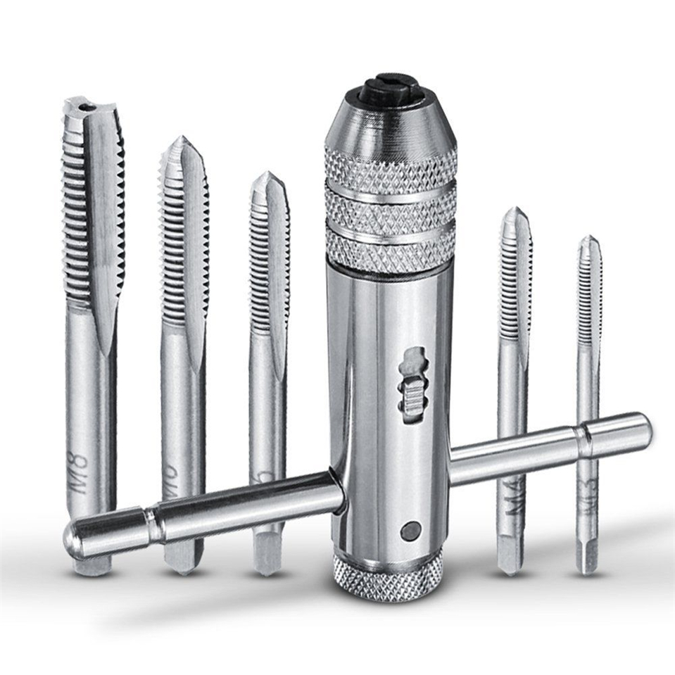 【StyleVoyager】5Pcs/set Adjustable M3-M8 T-Handle Ratchet Tap Wrench ...
