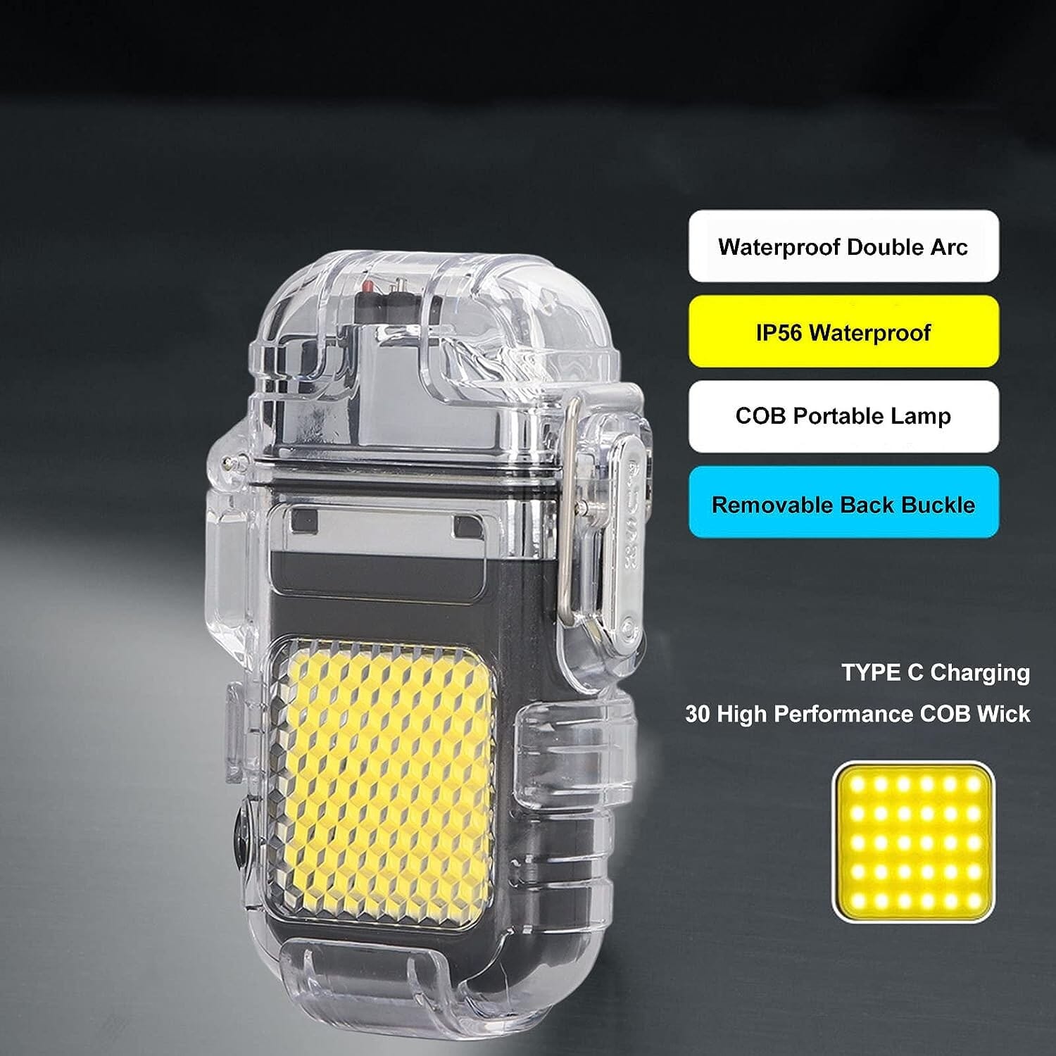 3 in 1 Lighter Waterproof Rechargeable Flashlight, Multifunctional Dual ...
