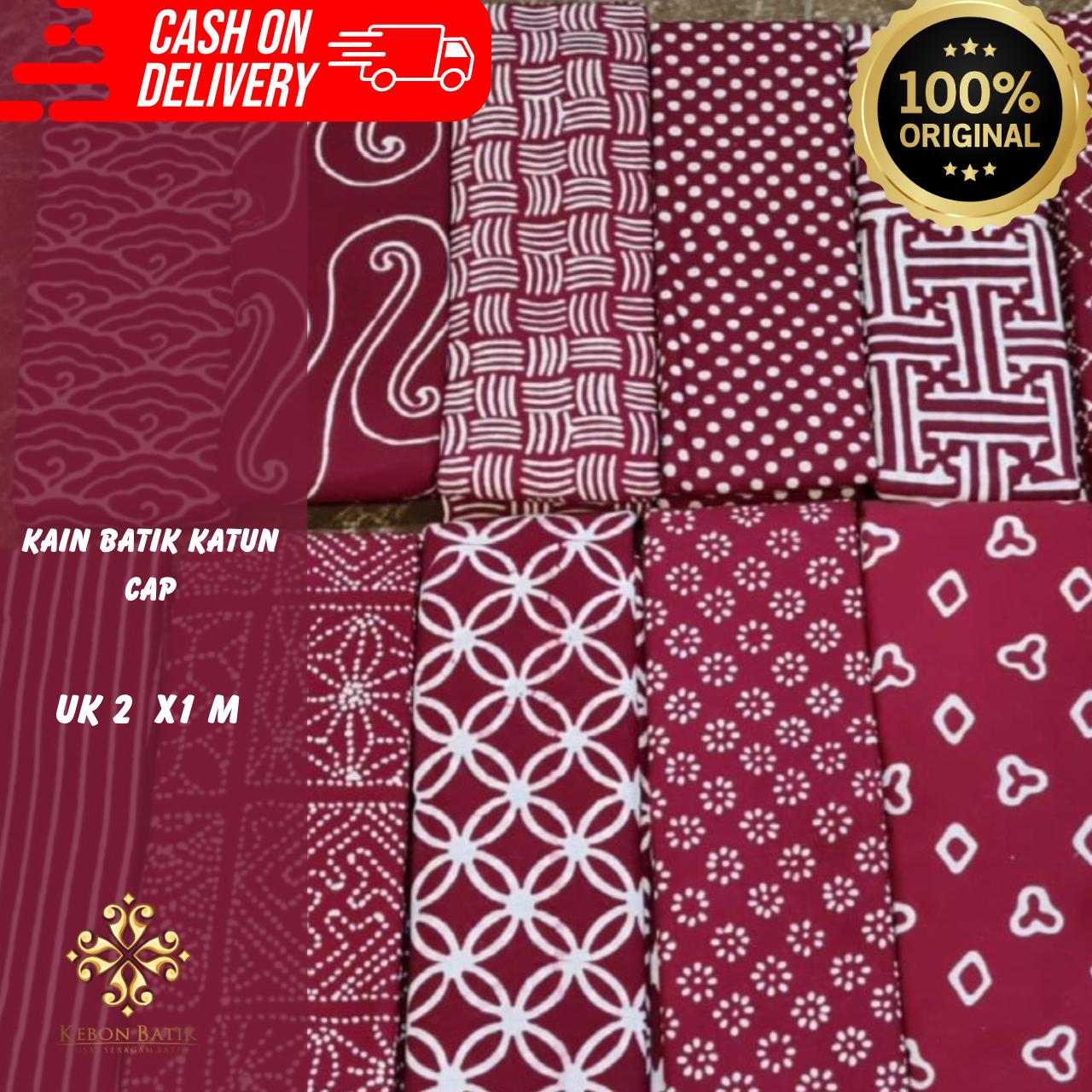 Kain Batik Cap Katun Warna Merah Maroon 2402120001 | Lazada Indonesia
