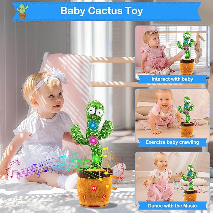 Dancing Talking Cactus Baby Toy, Mimicking Recording Toy Repeats What ...