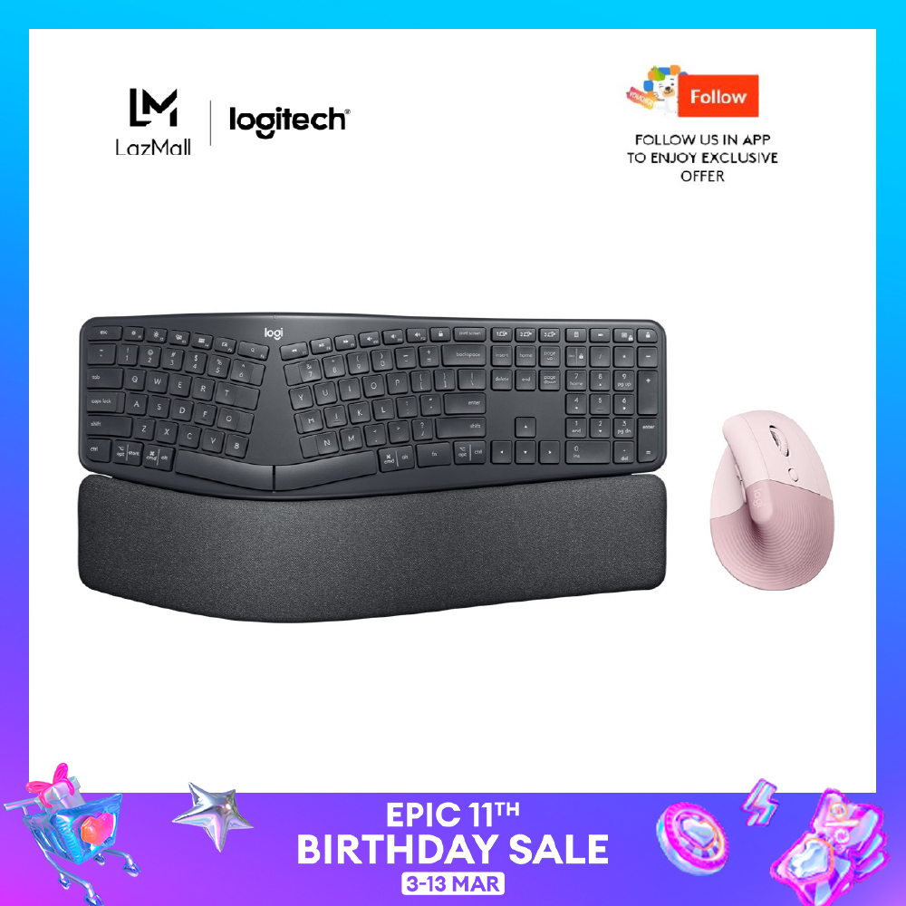 Logitech ERGO K860 Wireless Ergonomic Keyboard with Split Keyboard ...