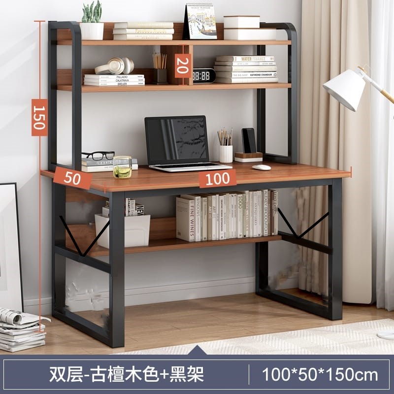 Computer Desktop Desk With Bookshelf Integrated Student Writing and ...