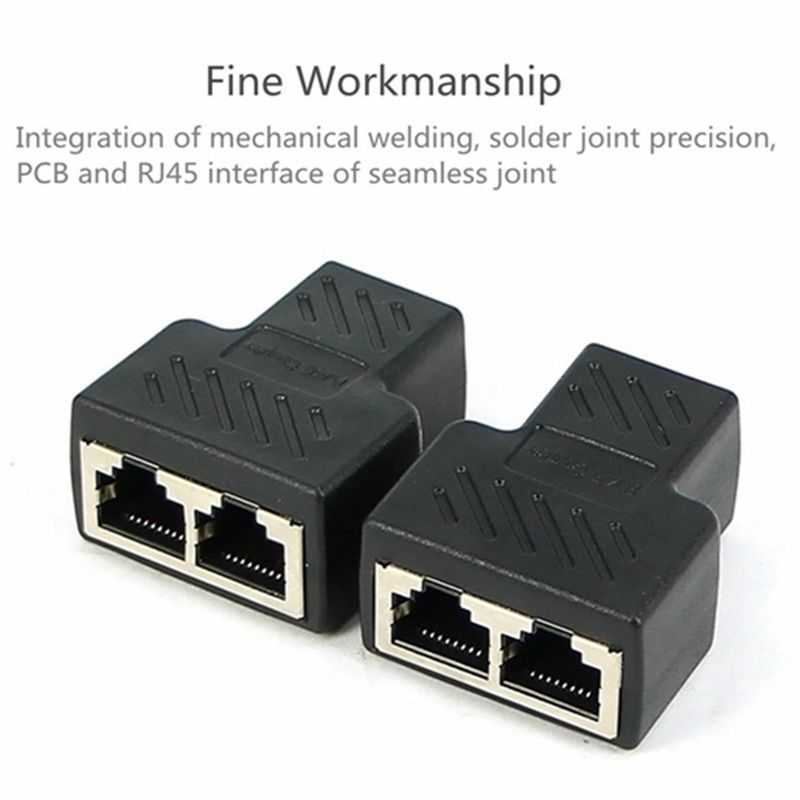 2 Port RJ45 Splitter Adapter LAN Network Ethernet Extender Connector ...
