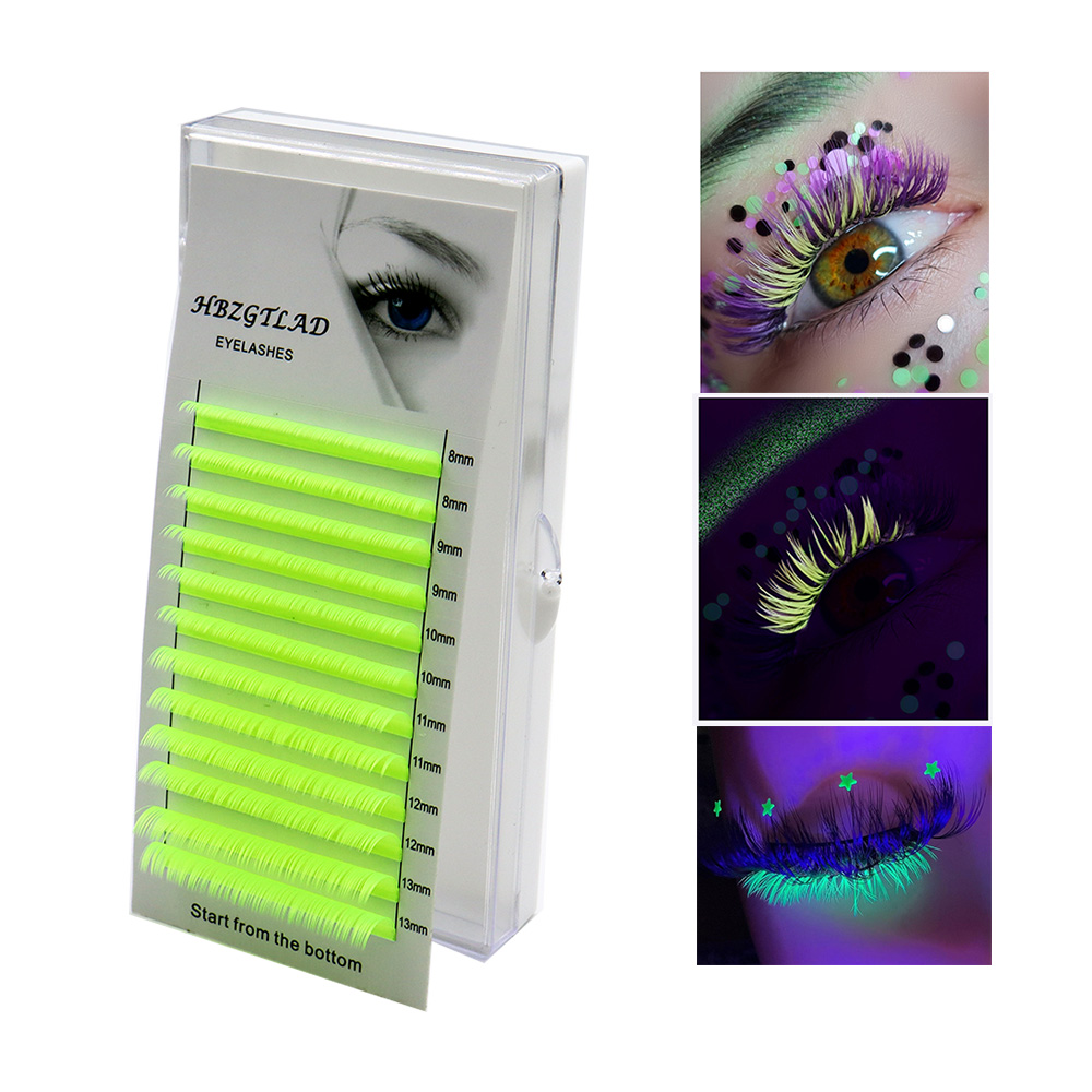 New Glow under UV light Lashes 8-13mm mix length C/D false lashes ...
