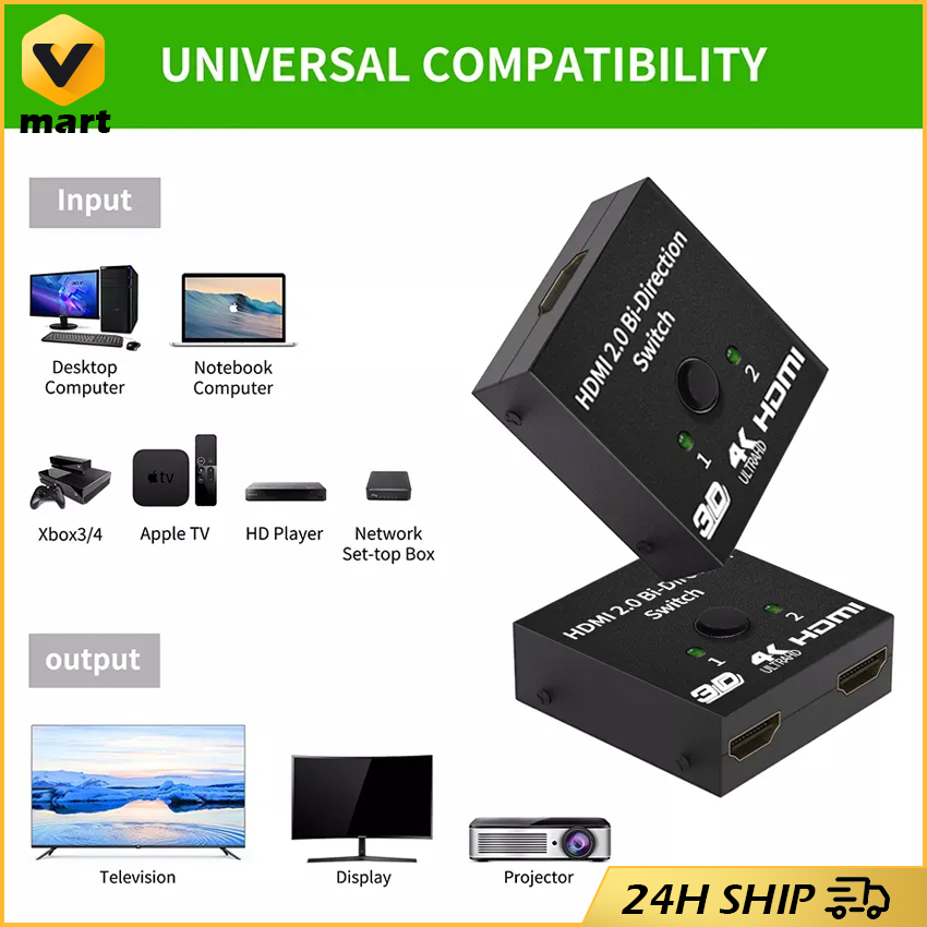 HDMI 2 Input To 1 Output Switch HDMI Splitter Two-way HDMI Switcher ...
