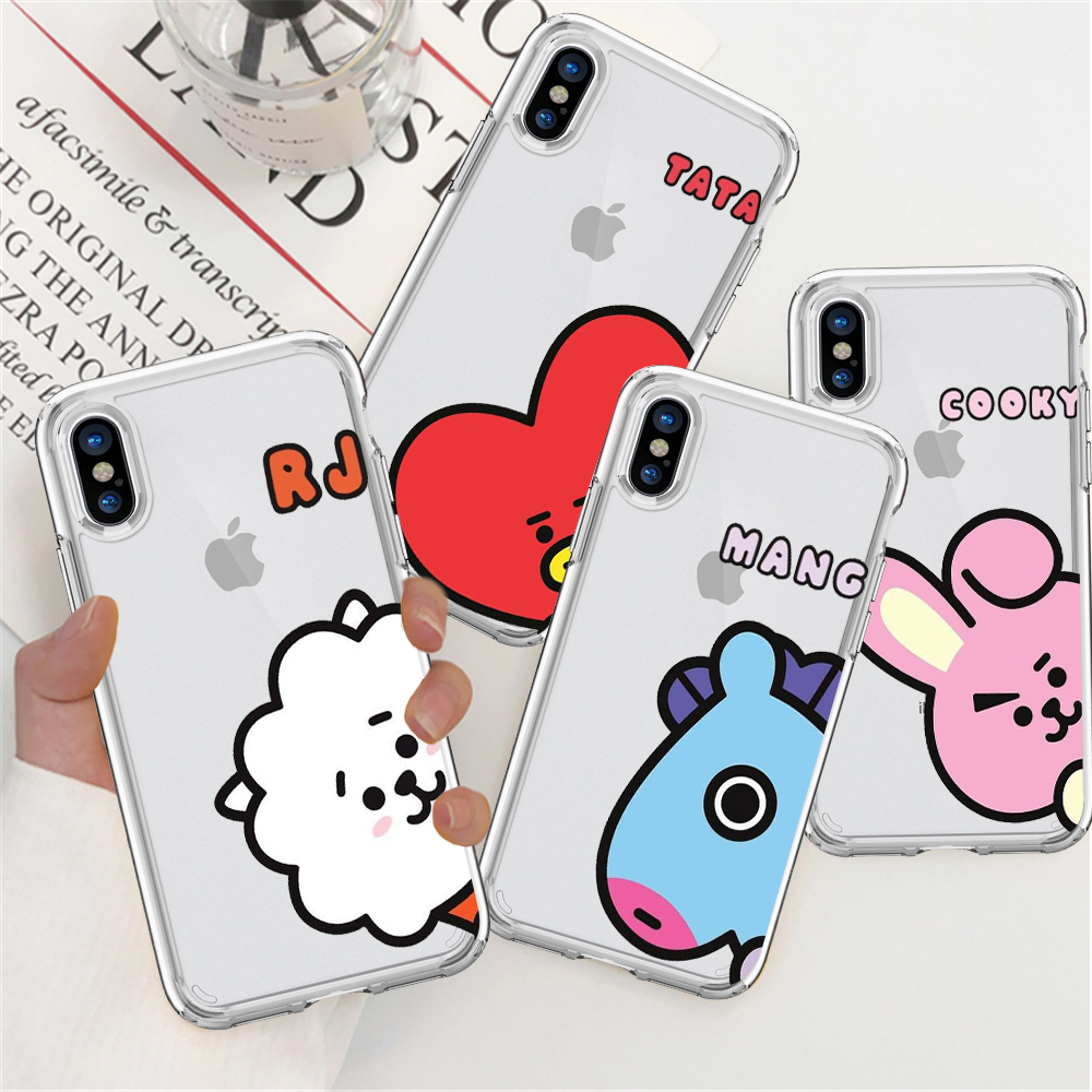 BT21 RJ TATA COOKY เคสโทรศัพท์ใสนิ่ม,สำหรับ iPhone 6 6S 7 8 Plus X XS ...