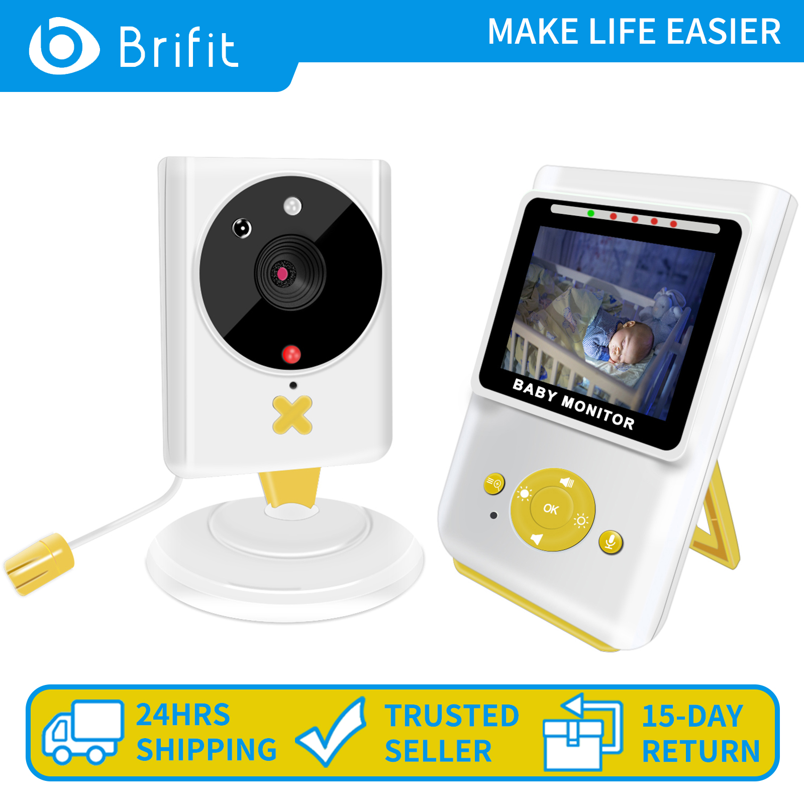 Brifit 2.4 inch Baby Surveillance Camera 2.4GHZ Wireless Transmission ...