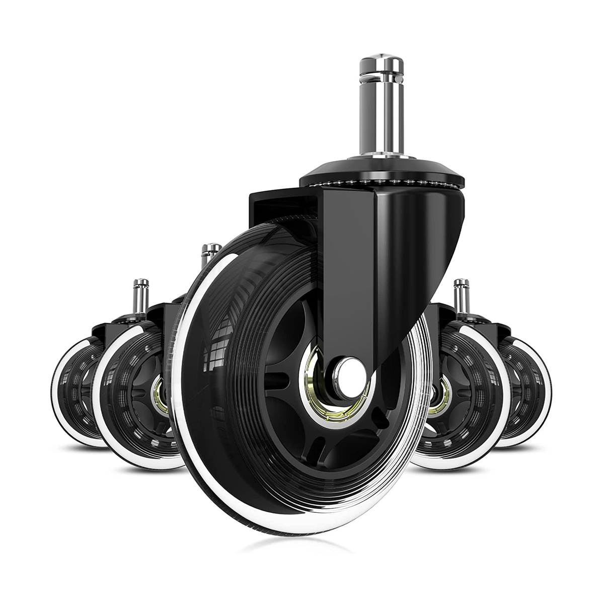 Universal Silent Casters PU Chair Wheels Set of 5 Wheels for Office ...