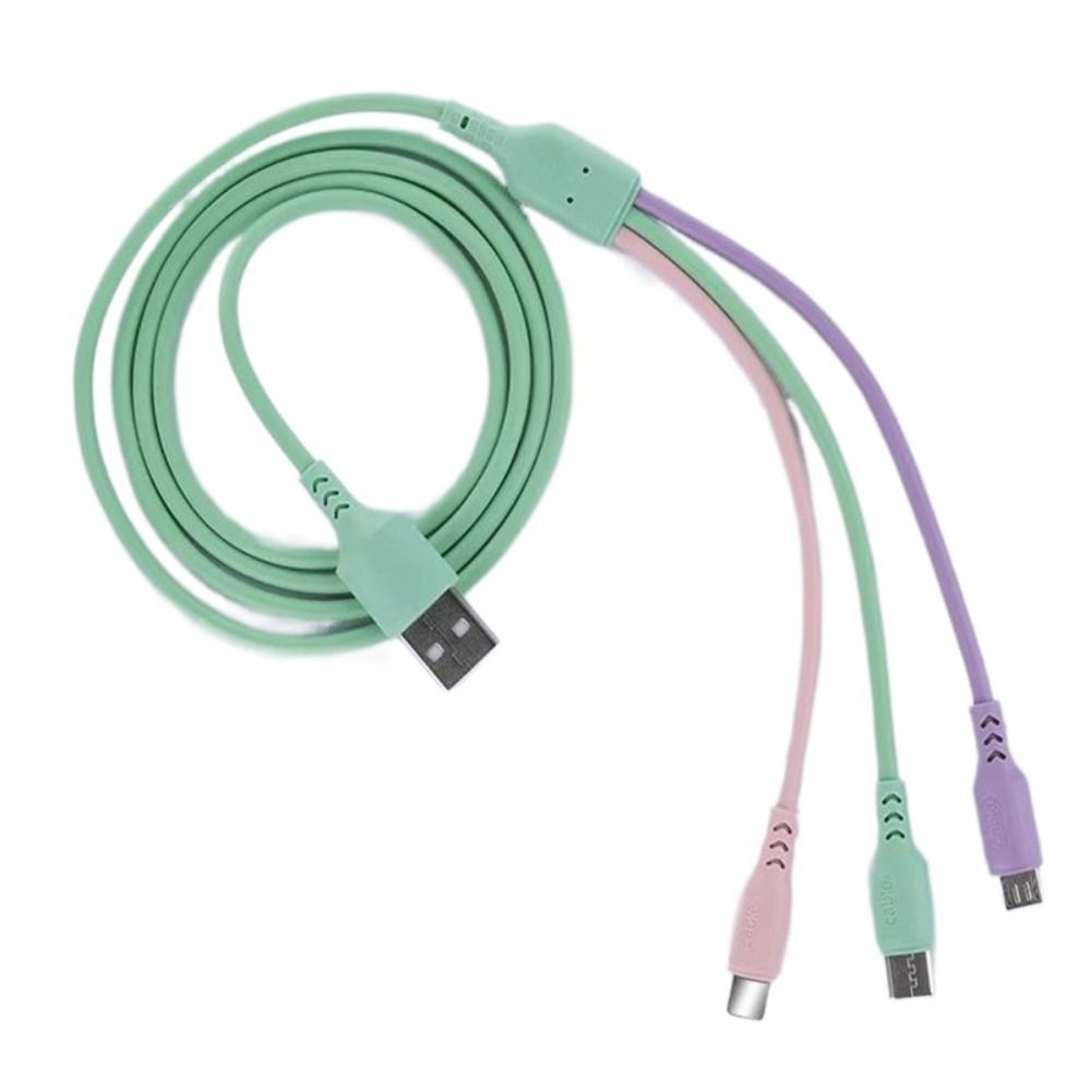 Usb Silicone Wire Micro USB/ Type C/IOS 3 in Data Cable Multi Head Fast ...