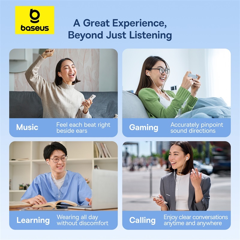 Baseus Encok CZ19/HZ19 Wired Earphones 3.5mm Type C In-Ear Headset with ...