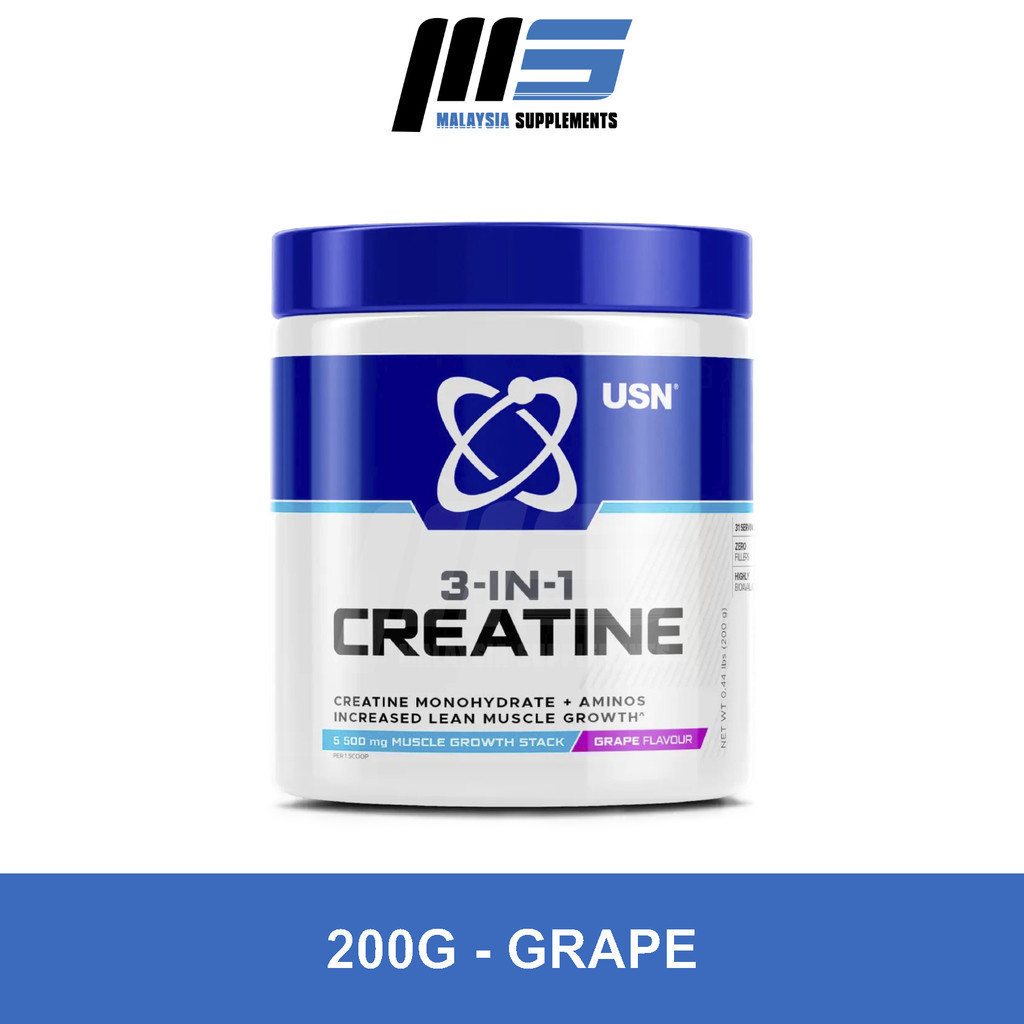 USN 3-IN-1 Creatine (200g) - Micronized Creatine Monohydrate, Amino ...