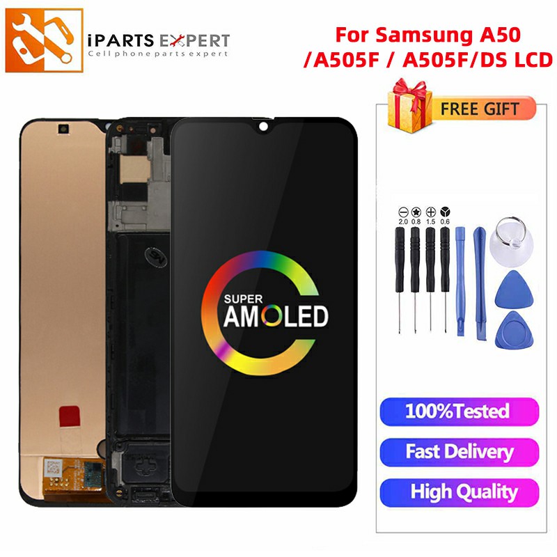 จอ LCD สำหรับ Samsung Galaxy A50 SM-A505FN /Ds A505F /Ds A505,หน้าจอสัมผัสอ่านพิกัดพร้อมกรอบ ...